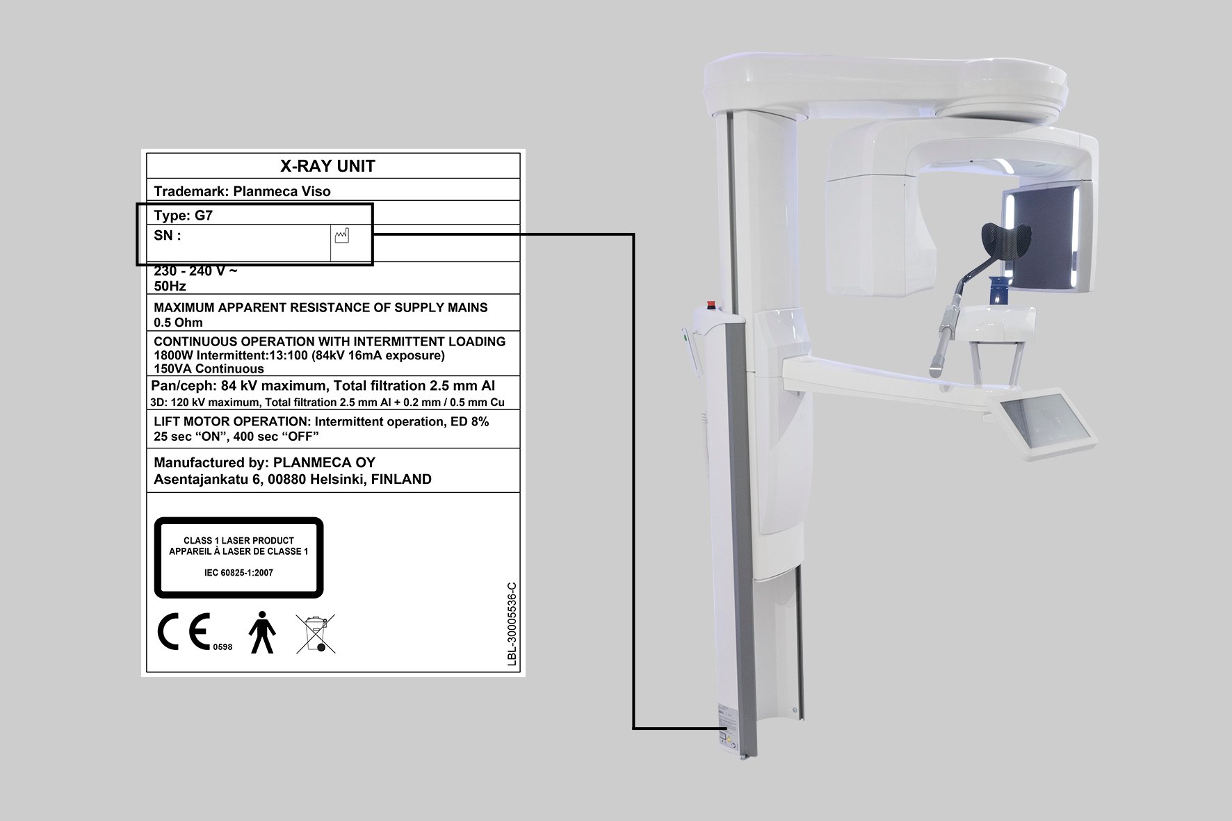 How to find serial number of your Planmeca device: